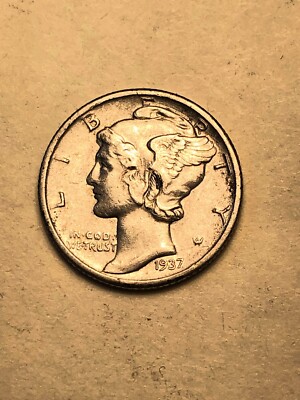 1937-P Mercury Silver Dime, Extra Fine Circ. Lot V-43044, Free shipping ...