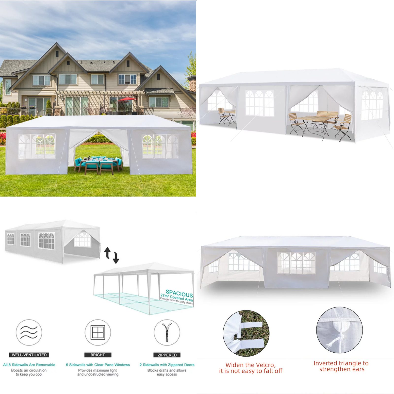 Carpa Kiosko Toldo Para Fiestas Exteriores Tienda Boda 10x30 Pies ...