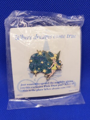 Disney Tinker Bell Lapel Pin Exclusive Pixie Dust Pin Where Dreams Come ...