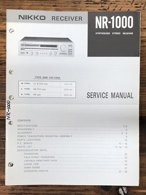 Nikko NR-1000 Receiver Service Manual *Original* | eBay
