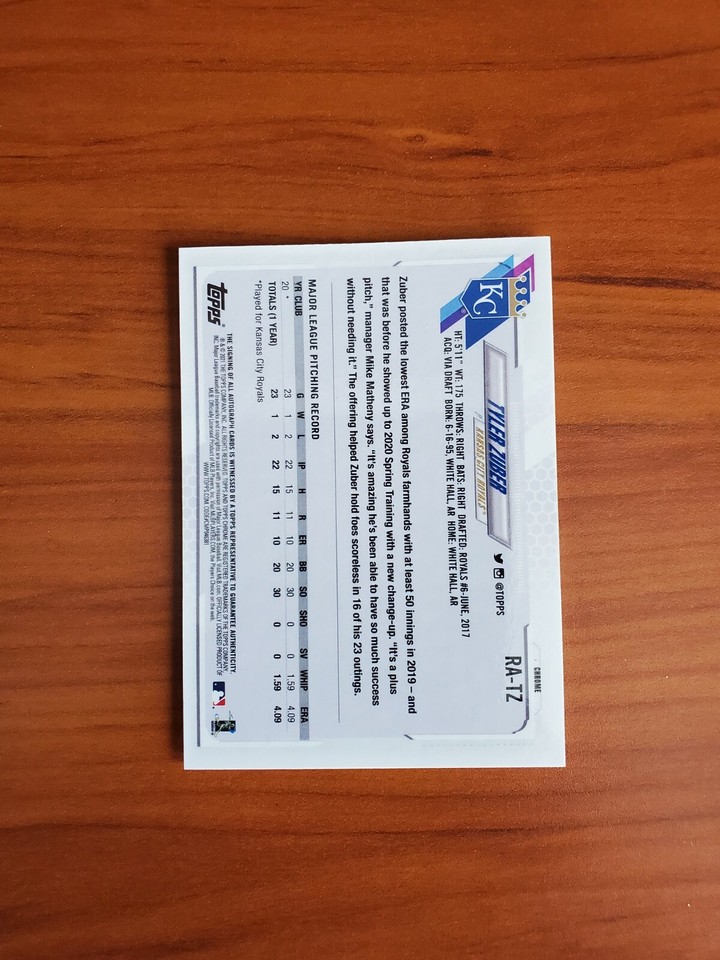 Tyler Zuber - 2021 Topps Chrome Certified Autograph ON-CARD AUTO RC ...