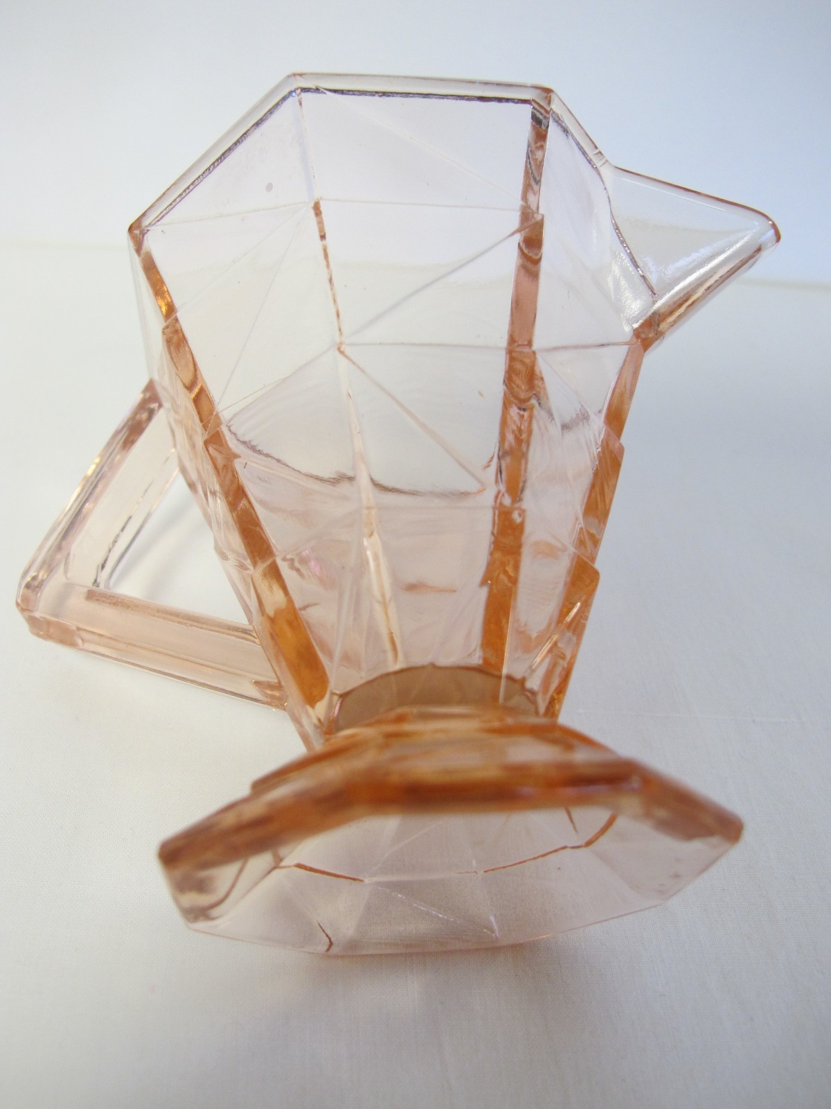 VINTAGE INDIANA GLASS PINK DEPRESSION CRACKED ICE PATTERN CREAMER AND ...