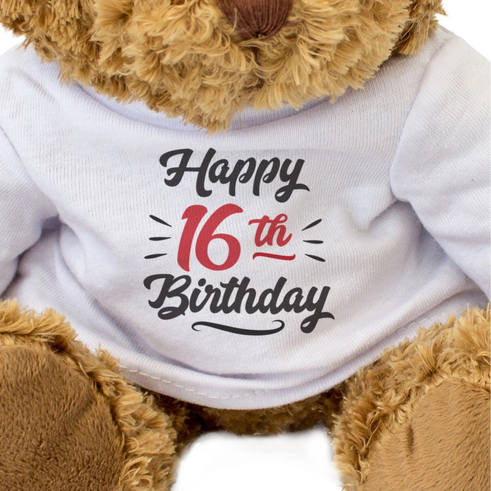 HAPPY 16TH BIRTHDAY - Teddy Bear - Cute Soft Cuddly - 16 Years Old Gift ...