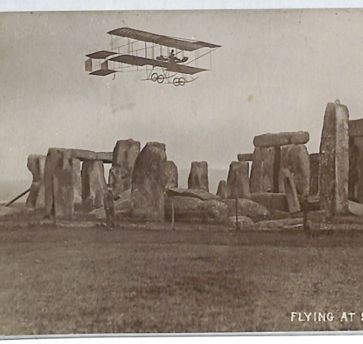 GB WILTS Aviation Postcard *FLYING AT STONEHENGE* 1913 Rare LARKHILL ...