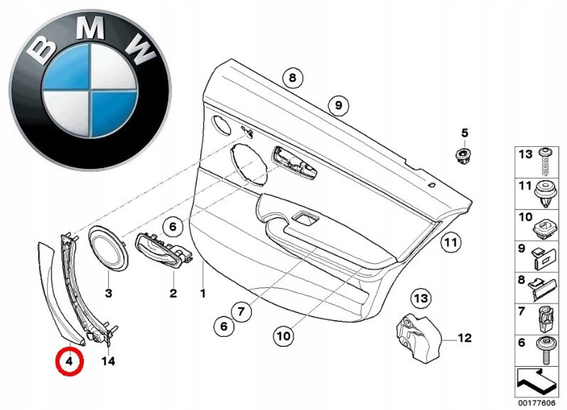 OE BMW Group 51419150336 Right Side Trim Door Handle Black for BMW 3 ...