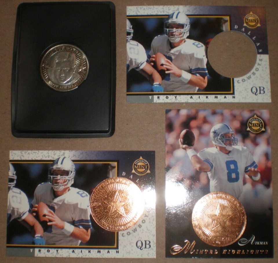 1997 PINNACLE MINT COIN #5 TROY AIKMAN SILVER Colored | eBay