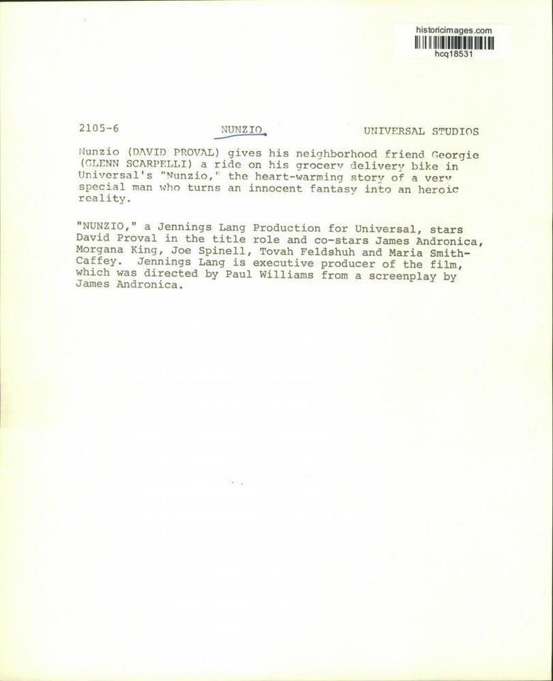 Press Photo Actor David Proval & Glenn Scarpelli in "Nunzio" Movie ...