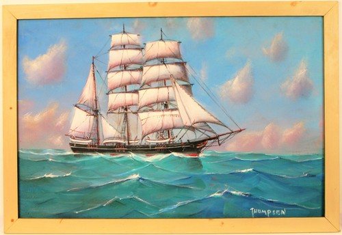 1978 ELLERY THOMPSON PAINTING CHARLES W MORGAN MASTERPIECE WHALER SHIP ...