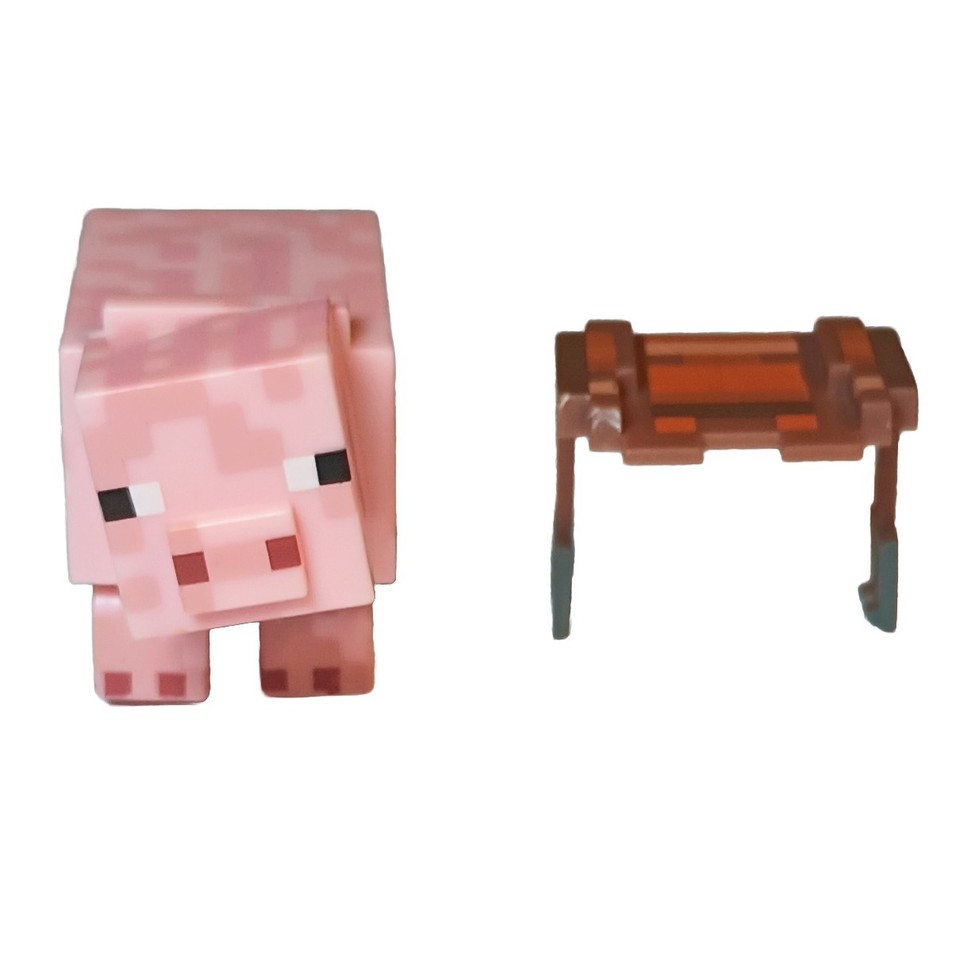 NEW LOOSE MINECRAFT OVERWORLD 3" SADDLED PIG ACTION FIGURE FARM ANIMAL ...