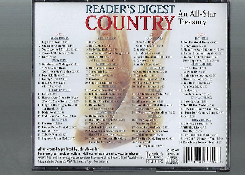 Readers Digest Music COUNTRY An All Star Treasury Various Artists 2007 ...