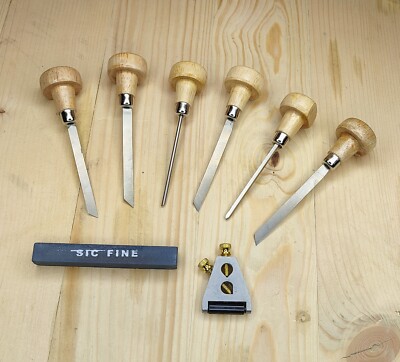 8 pcs Engraver Gravers with Wooden Handles Tool Set - Graver Sharpener ...
