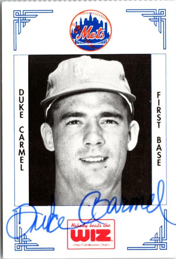 Duke Carmel autographed baseball card (New York Mets) 1991 Wiz Mini #64 ...