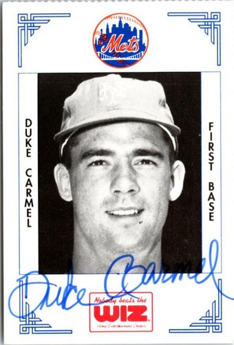 Duke Carmel autographed baseball card (New York Mets) 1991 Wiz Mini #64 ...