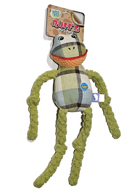 Ruff's Dog Toys Happy Tails Plaid Frog Long Arm Squeaker 16in Green | eBay