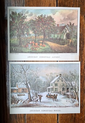 VTG Currier & Ives American Homestead Four Seasons 1866 Reproductions ...