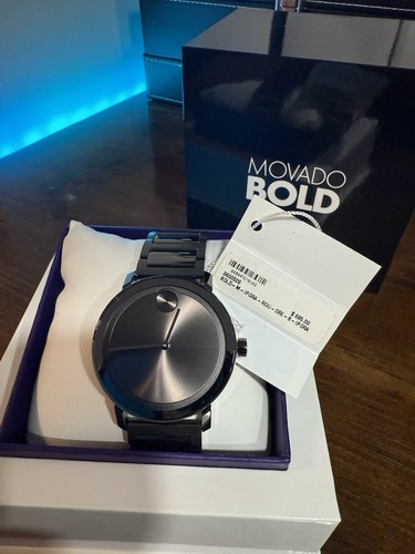 MOVADO BOLD $795 MENS EVOLUTION GRAY GUNMETAL STNLSS STEEL WATCH ...
