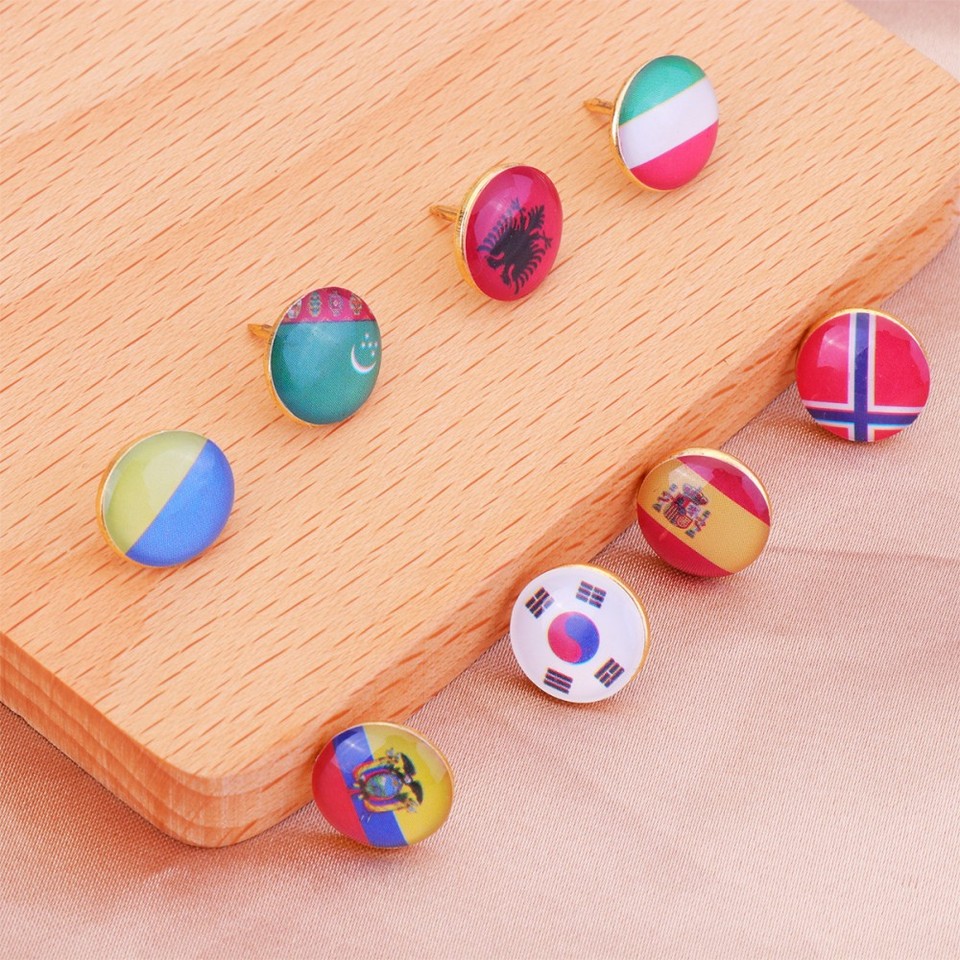 100Pcs National Pattern Drawing Pin Round Head Pushpins Decorative ...