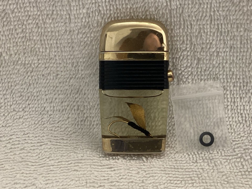 Vintage Scripto VU Lighter Fly Fishing Lure Gold with Black Band | eBay