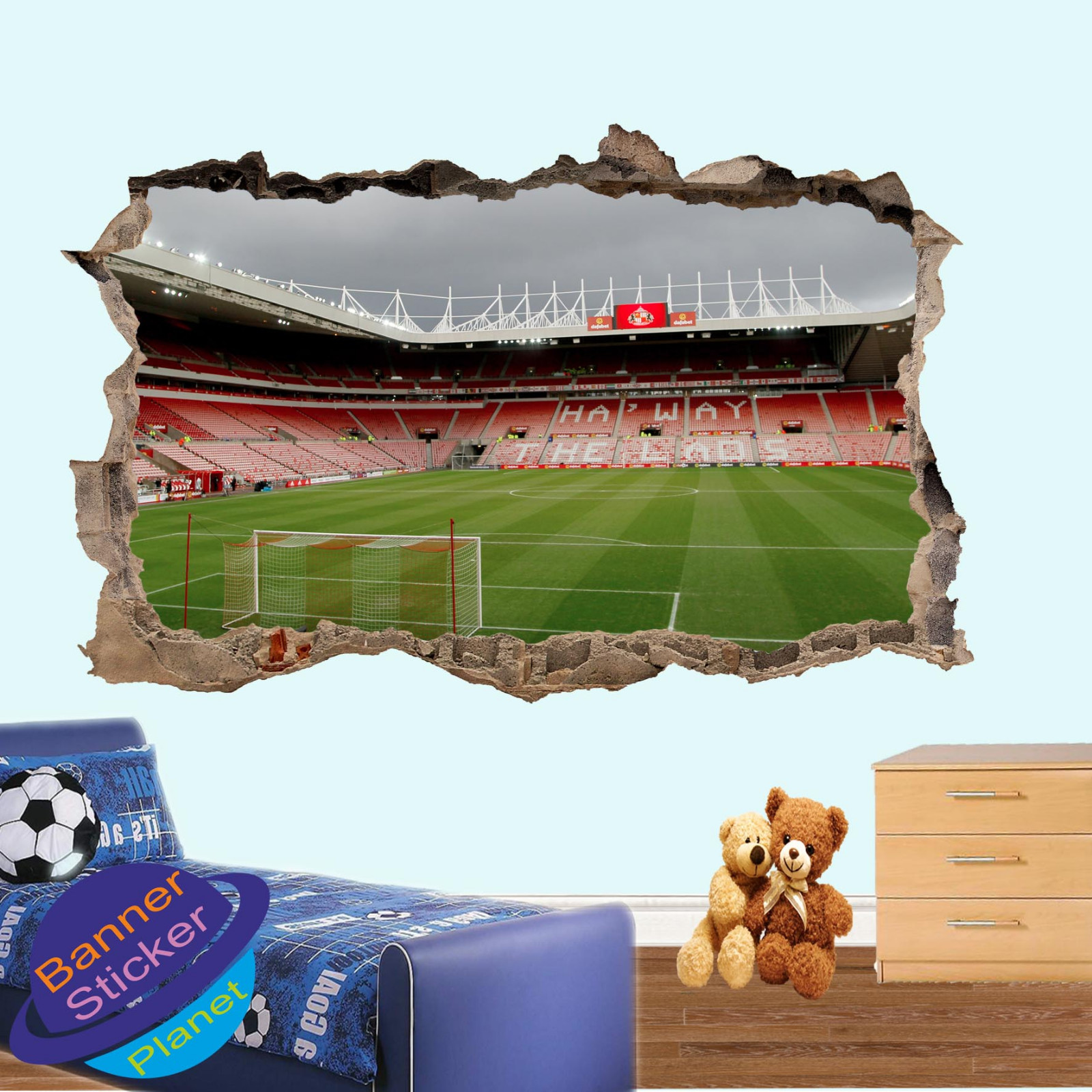 FOOTBALL STADIUM ART SUNDERLAND WALL STICKER ROOM OFFICE DECOR DECAL ...