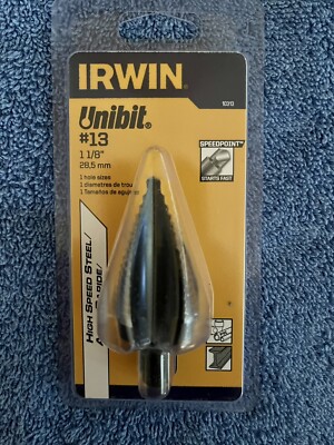 Irwin Tools Unibit #13 1-1/8-Inch Step-Drill Bit, 1/2-Inch Shank (10313 ...