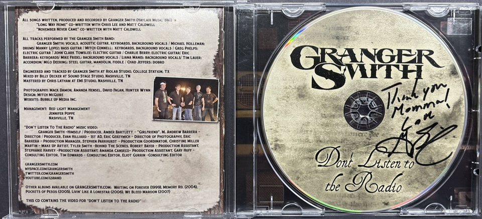 RARE CD 2009, Granger Smith – Don't Listen To The Radio - AUTOGRAPHED ...