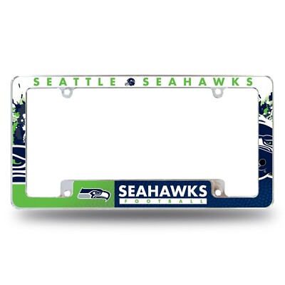 Seattle Seahawks Chrome ALL OVER Premium License Plate Frame Cover ...