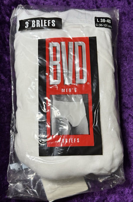 BVD Briefts Mens LARGE White Cotton 2005 Vintage Underwear Rare ...
