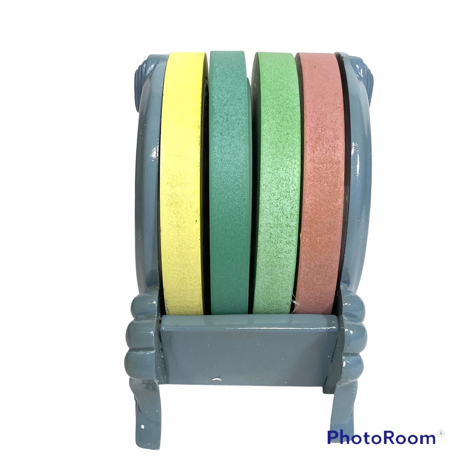 Fiesta Coaster Set 5 Pc Blue Wood with Ceramic Inserts by Copco New In ...