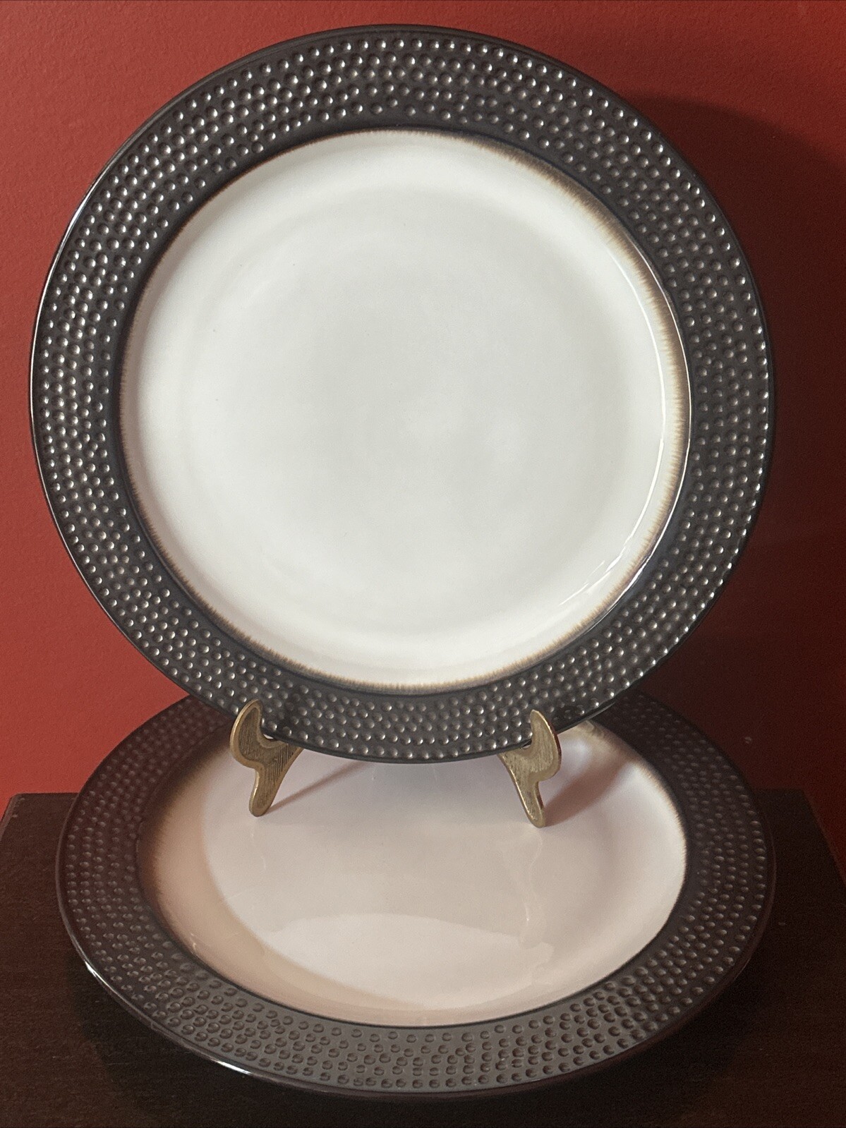 Set of 2 Threshold BARNET BRONZE Dinner Plates 10.5" SUPERB Condition ...