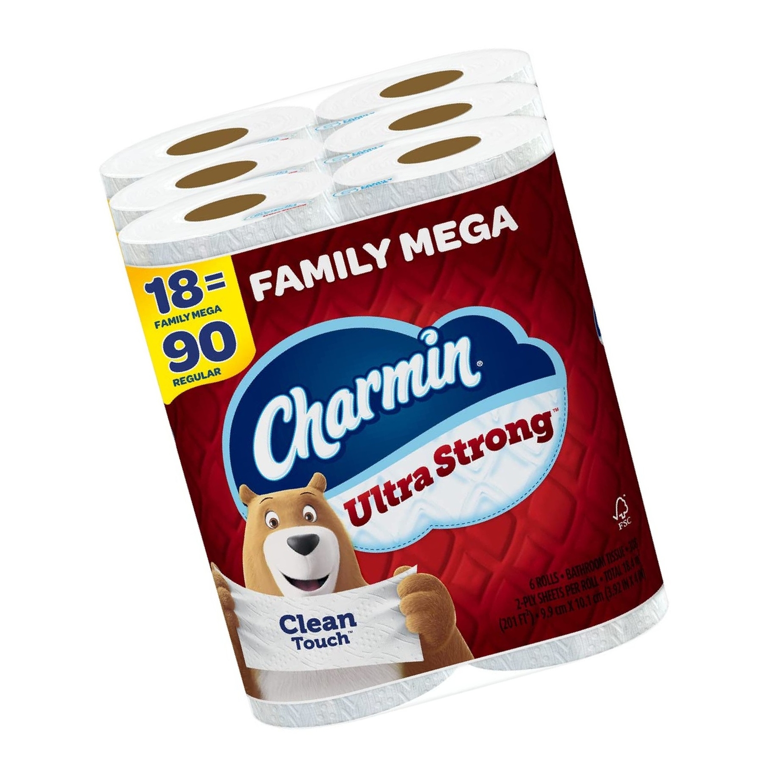 Charmin Ultra Strong Clean Touch Toilet Paper, 18 Family Mega Rolls ...