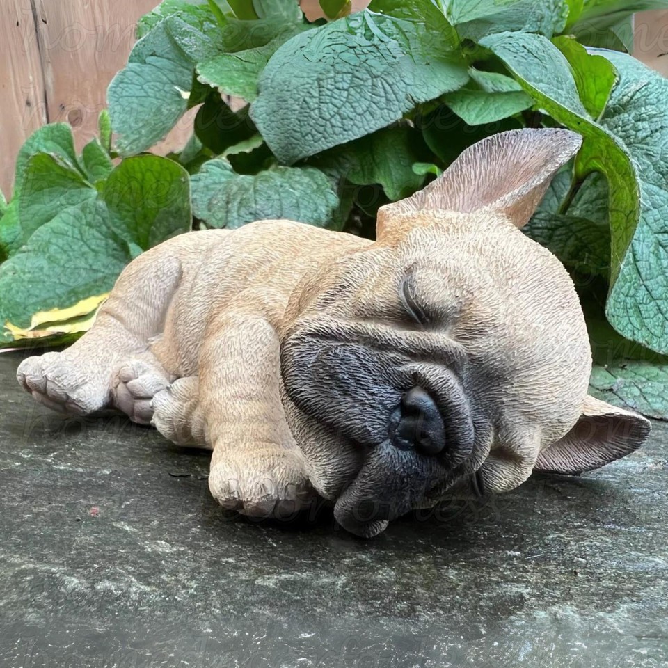 Realistic Sleeping French Bulldog Puppy Dog Garden Statue Frenchie ...