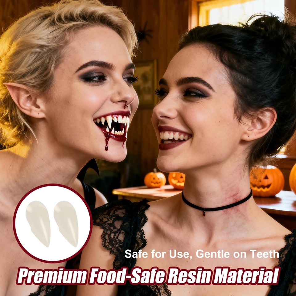3 Pairs Vampire Fangs, 3 Size Fangs For Cosplay Halloween with Tube Solid Adh... 754323904933| eBay