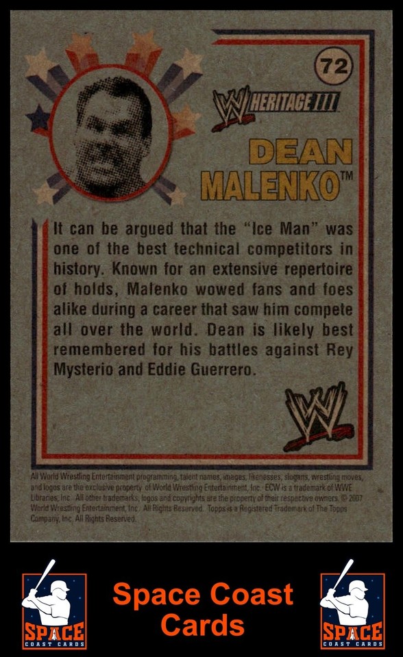 2007 Topps Heritage III WWE #72 Dean Malenko | eBay