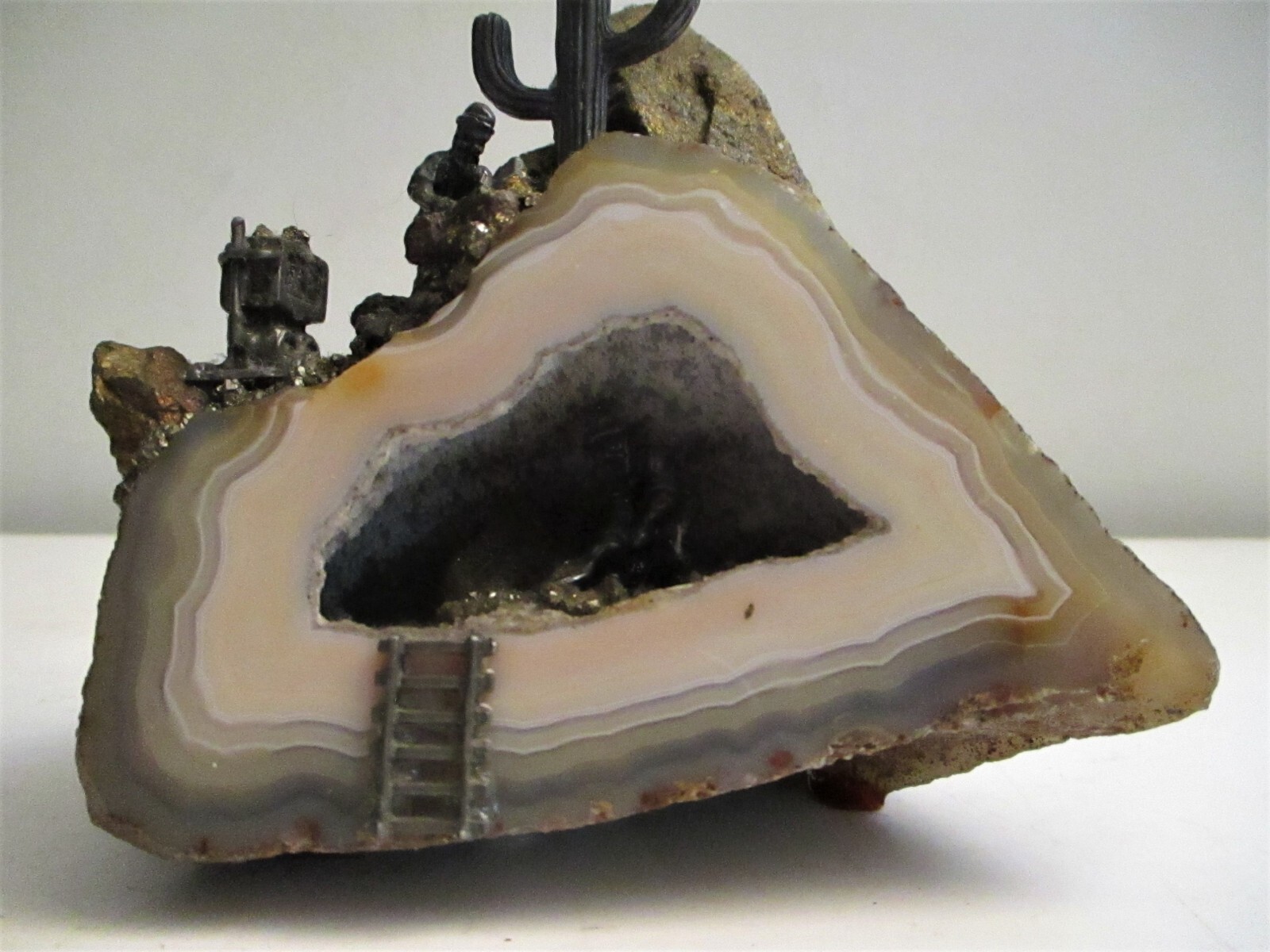 Vintage GEODE Miniature Fools Gold Mine Diorama Western Mining ...
