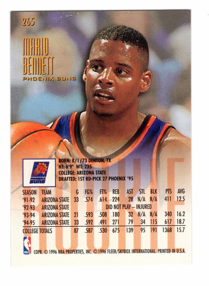 1995-96 FLEER ULTRA MARIO BENNETT ROOKIE CARD #265 **NM-MT** PHOENIX ...