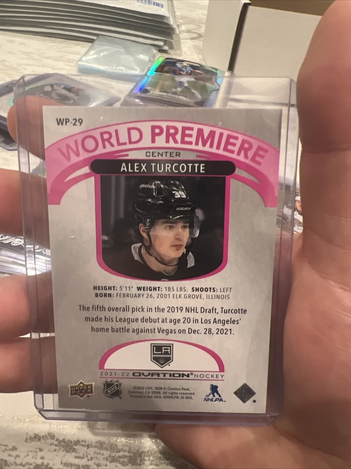 2021 Upper Deck Ovation World Premiere Pink 12/49 Alex Turcotte #WP-29 ...