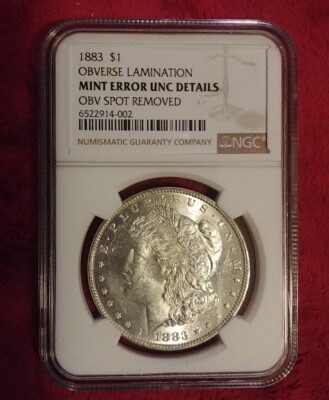 ANTIQUE 1883 MORGAN DOLLAR MINT ERROR OBVERSE STRUCK THRU NGC GRADED ...