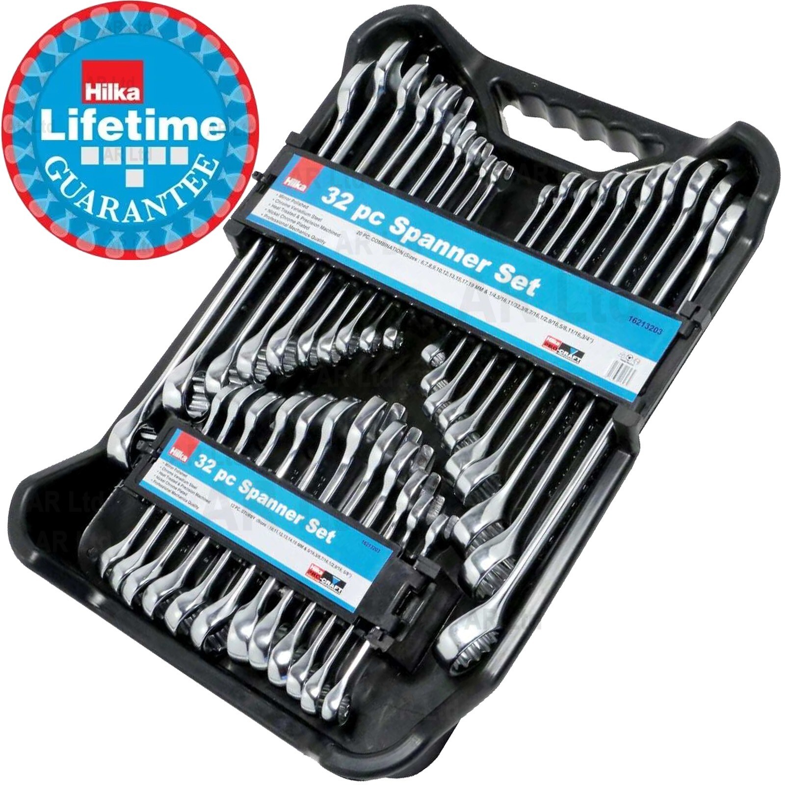 Hilka Combination Spanner Wrench Set. 32 Spanners Inc Short Stubby AF ...