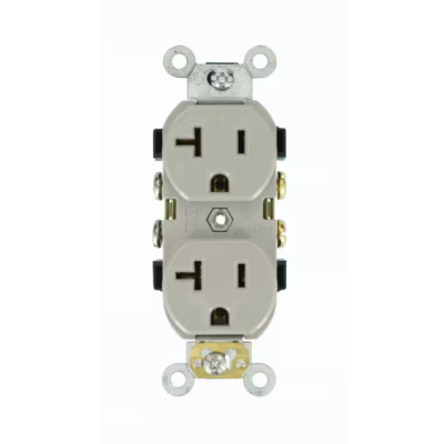 20 Amp 125 V Duplex Smooth Face Outlet/Receptacle Gray (1-Pack) CR020 ...