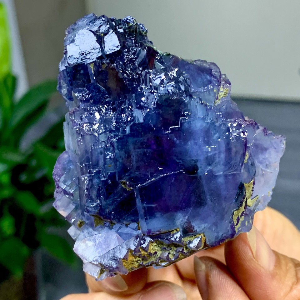 210G Natural transparent blue purple fluorite quartz mineral crystal ...