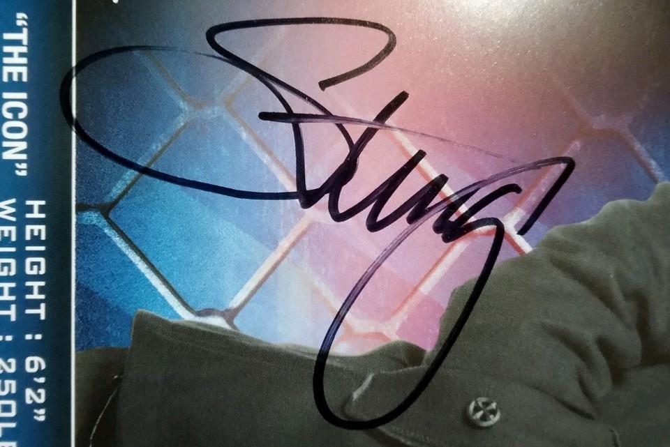 TNA Sting Autograph 22x31cm Card Rückseite Dixie Carter Auto WWE WCW ...