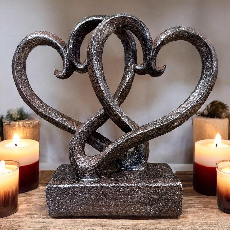 Entwined Hearts Tabletop Decor, Two Hearts Love Unity Sculpture – Cast ...