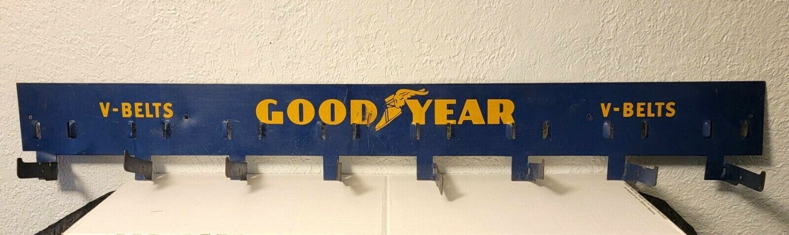 Vintage GOOD YEAR V-BELTS SIGN Display Rack - 33.75” - gas oil fan belt ...