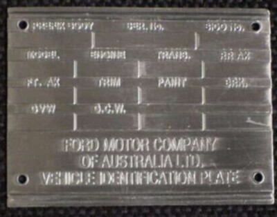 Australia Built Ford Data Plate Compliance Set XA, XB,XC | eBay Australia