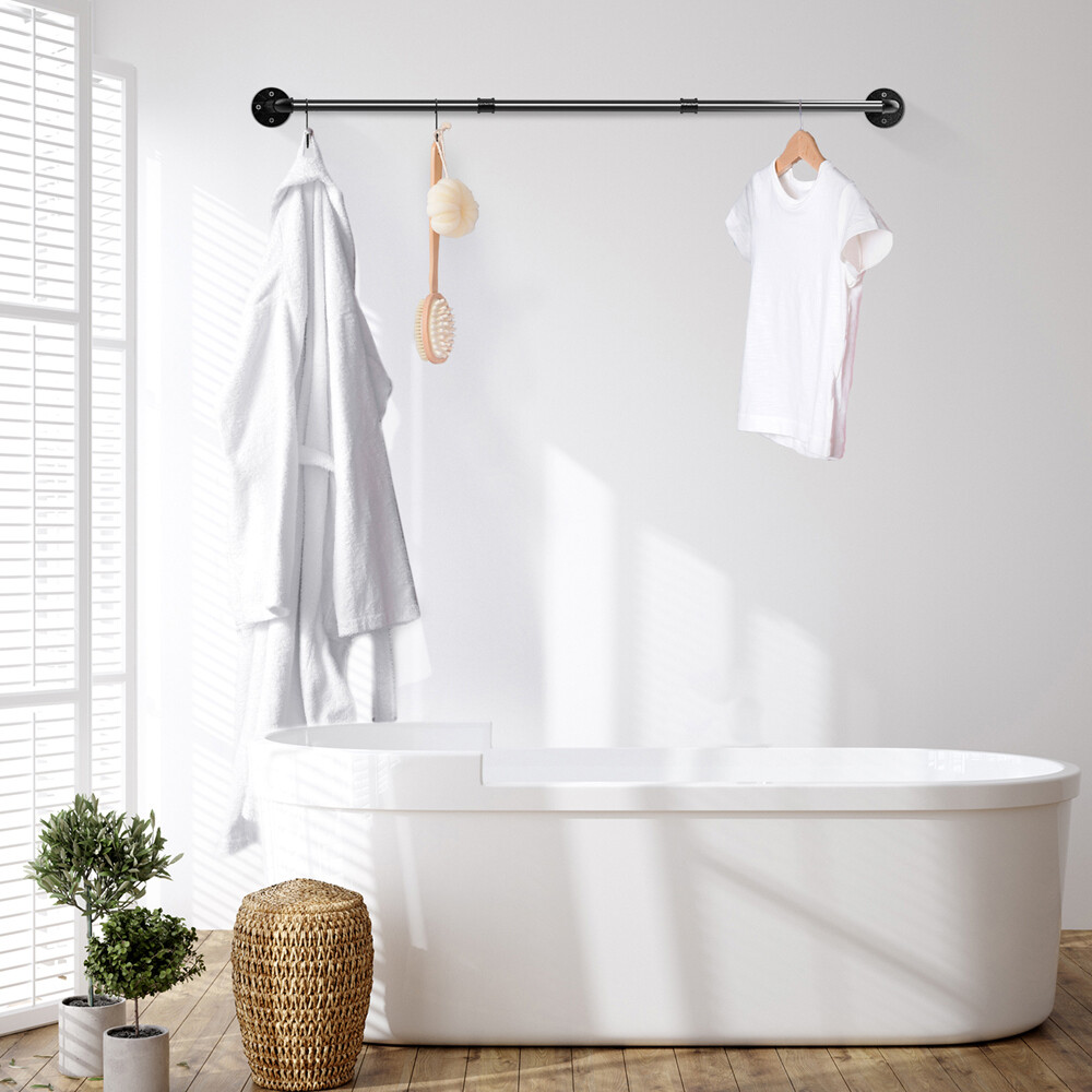 Strong Cast Iron Industrial Pipe Clothes Rack Garment Bar Hanging Rod ...