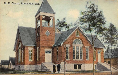 Russiaville Indiana Street View Of M E Church Antique Pc Dd8203 Ebay