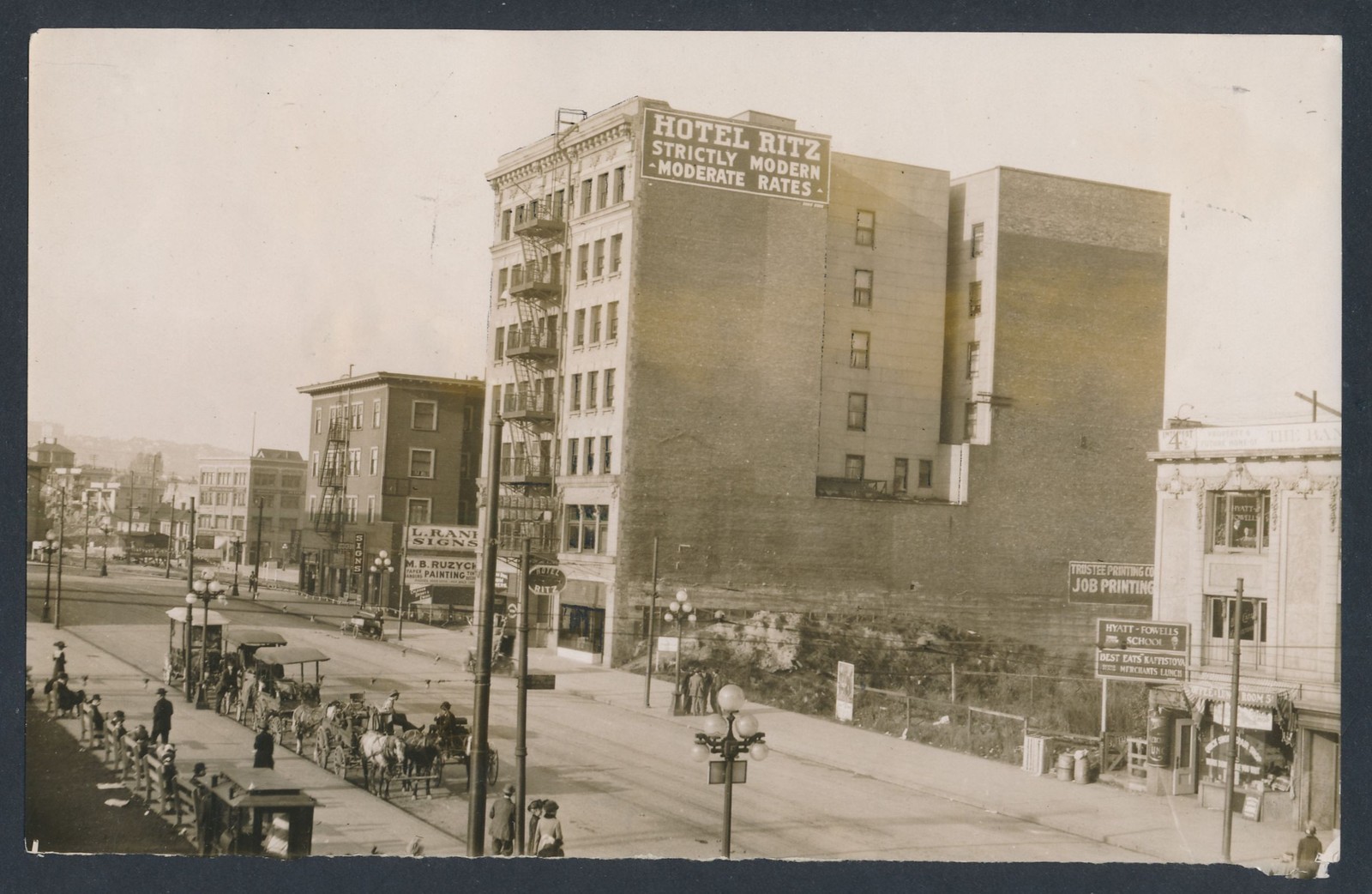 1910 HOTEL RITZ, Seattle Washington Downtown City Scene Vintage Photo ...