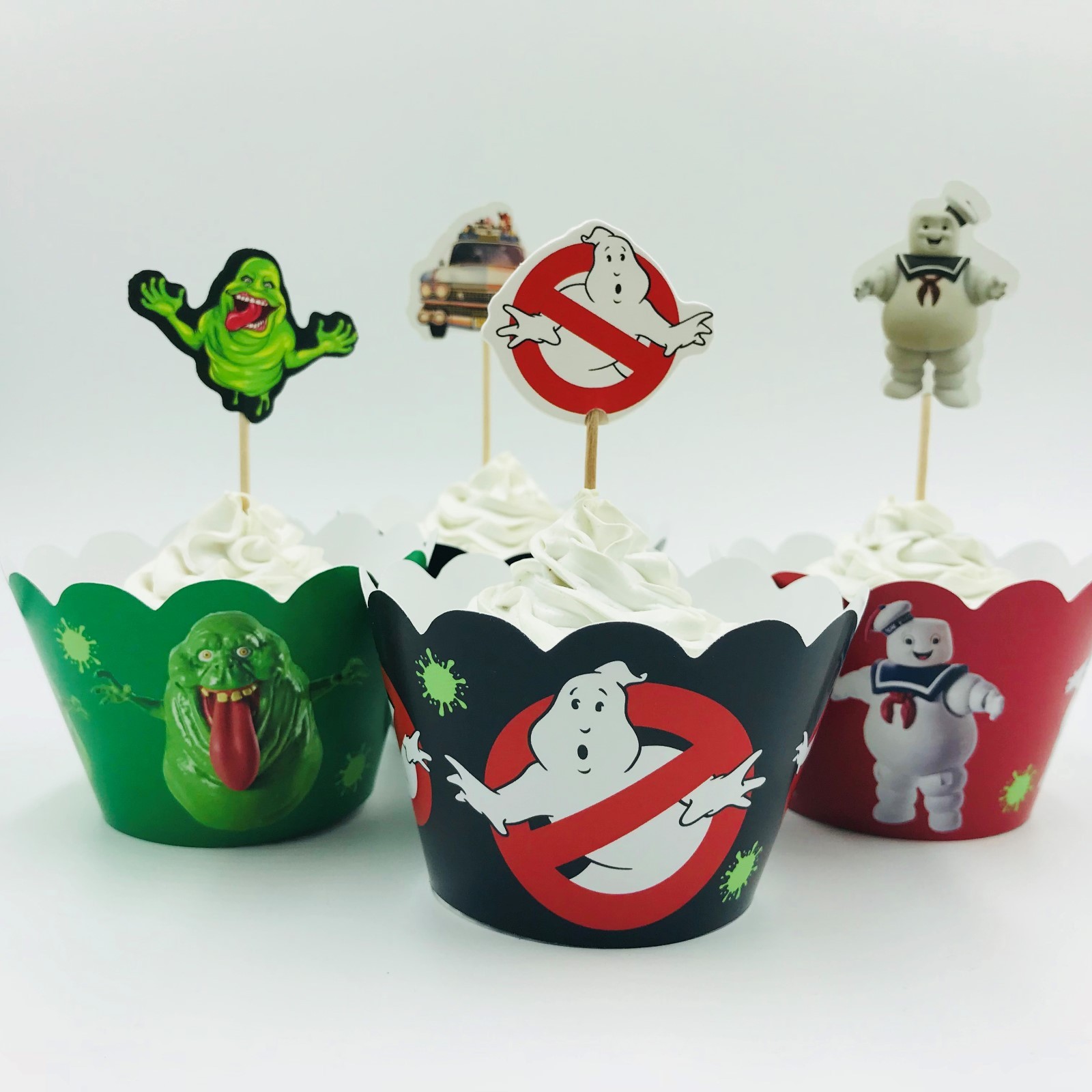 12x Ghostbusters Cupcake Wrapper & Topper. Party Supplies Cake Bunting ...