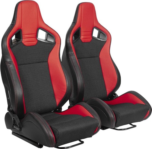 2-Piece Universal Racing Bucket Seats with Double Sliders, PVC Leather ...