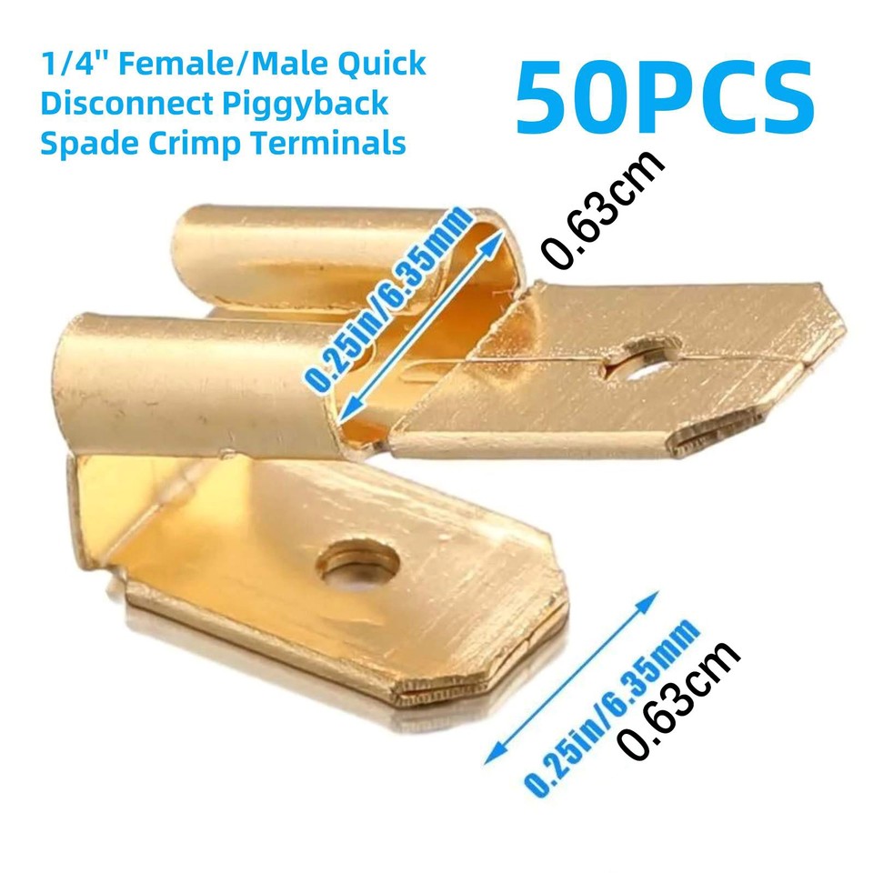 50PCS/Set Dual Male to Single Female Brass Piggyback Spade Connectors ...